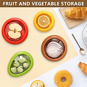 Saxialy Vibrant and Stylish Silicone Fruit Storage Containers - 4pcs Reusable Food Storage Boxes for Onion, Avocado, Tomato, Lemon