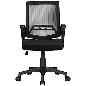 Topeakmart Mesh Desk Chair for Office, Ergonomic Adjustable Task Chair with Rolling Casters, Mid Back Student Chair for Home Black