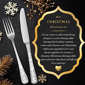 Vilihkc 20 Piece Stainless Steel Christmas Style Silverware Set Flatware Set Kitchen Utensil Set Service for 4 Tableware Cutlery Set for Home and Restaurant Dishwasher Safe