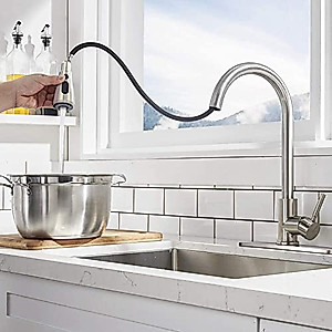 Pull Down Kitchen Faucet Sprayer Head Replacement Part, Only for G1/2 Connector, 3 Function Pull Out Sink Sprayer Replacement Nozzle, Kitchen Faucet Head Hose Spray Tap Spout, Brushed Nickel