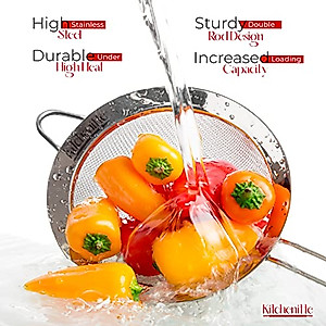 Kitchenitte Set of 4 Fine Mesh Strainer - Sieve Fine Mesh Stainless Steel Strainers - 2.2", 2.8", 4.7", and 7.1" Sizes - Ultra Durable Sieve, Kitchen Strainer Set for Sifting, Straining, Draining