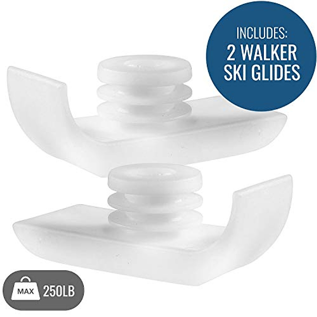 DMI Walker Ski Glides, Fit 1-Inch Legs, Eliminates Need To Lift Walker, 2 Count, FSA HSA Eligible
