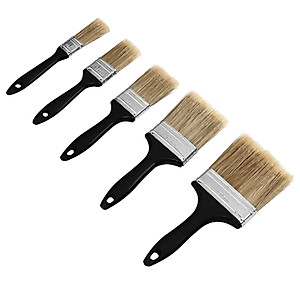 KINJOEK 4 Packs 4 Inch Paint Brushes, Home Wall Trim House Wide Chip Paintbrush Set, Professional Multi-Purpose Repair Tools for DIY Paint Stains Varnishes Glues Acrylics Cabinet Deck Fence Edge Door