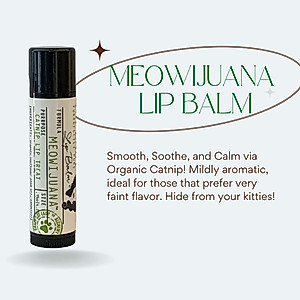 Crazy Cat Lady Meowijuana Vegan Lip Balm - Cruelty Free, Gluten Free, Non-GMO, Organic, 100% Natural Ingredients, Made with Catnip Infused Olive Oil - .15 oz - Made in USA