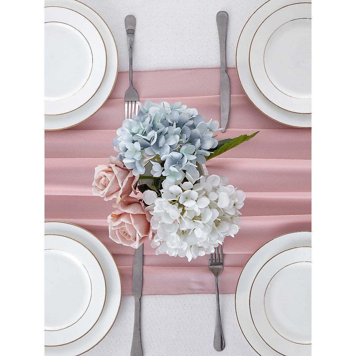 BEDDEB 10 Pack Dusty Rose Chiffon Table Runner 10Ft Sheer Wedding Table Runner 29x120 Inches Romantic Tulle Table Runner for Rustic Wedding Decor Birthday Party Bridal Baby Shower Table Decoration