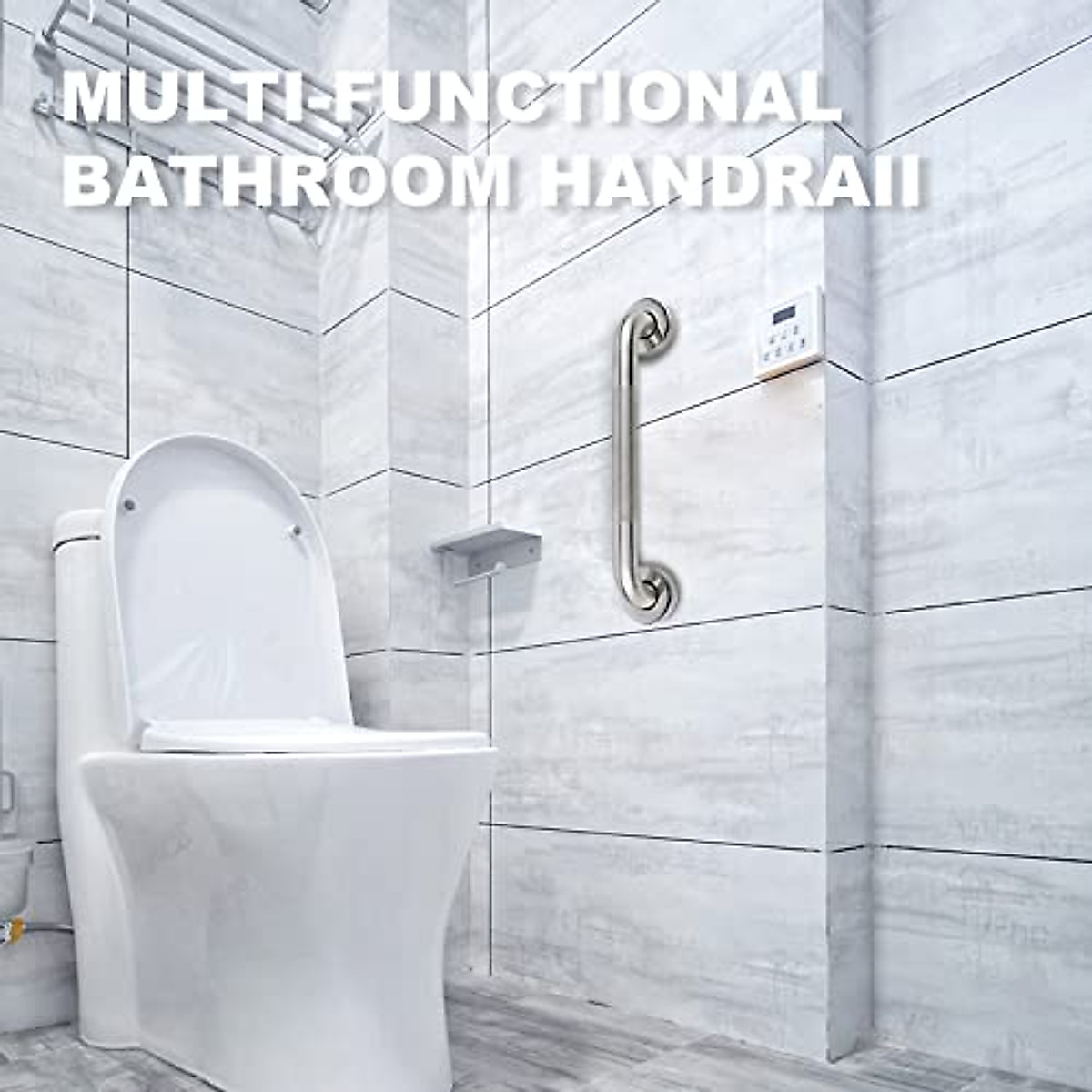 2 Pack 12 Inch Grab Bars for Bathroom, LONVICHTT Anti Slip Bathroom Handicap Grab Bars for Showers Stainless Steel Shower Handle, Bathroom Safety Bars, Senior Assist Bath Handle