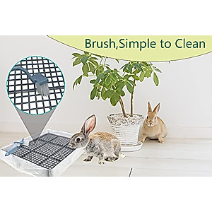 Vehomy Rabbit Guinea Pig Litter Box Small Pet Litter Pan Toilet Potty for Bunny Ferret Hamster Rabbit Toilet with 10pcs Disposable Pet Litter Tray Bags 3pcs Rabbit Coir Chewing Toys and a Brush