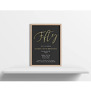 Birthday Party Invitations 30th 40th 50th Thirty Forty Fifty Milestone Bday Black Gold 30 40 50 Customized Printed Invites (12 count)