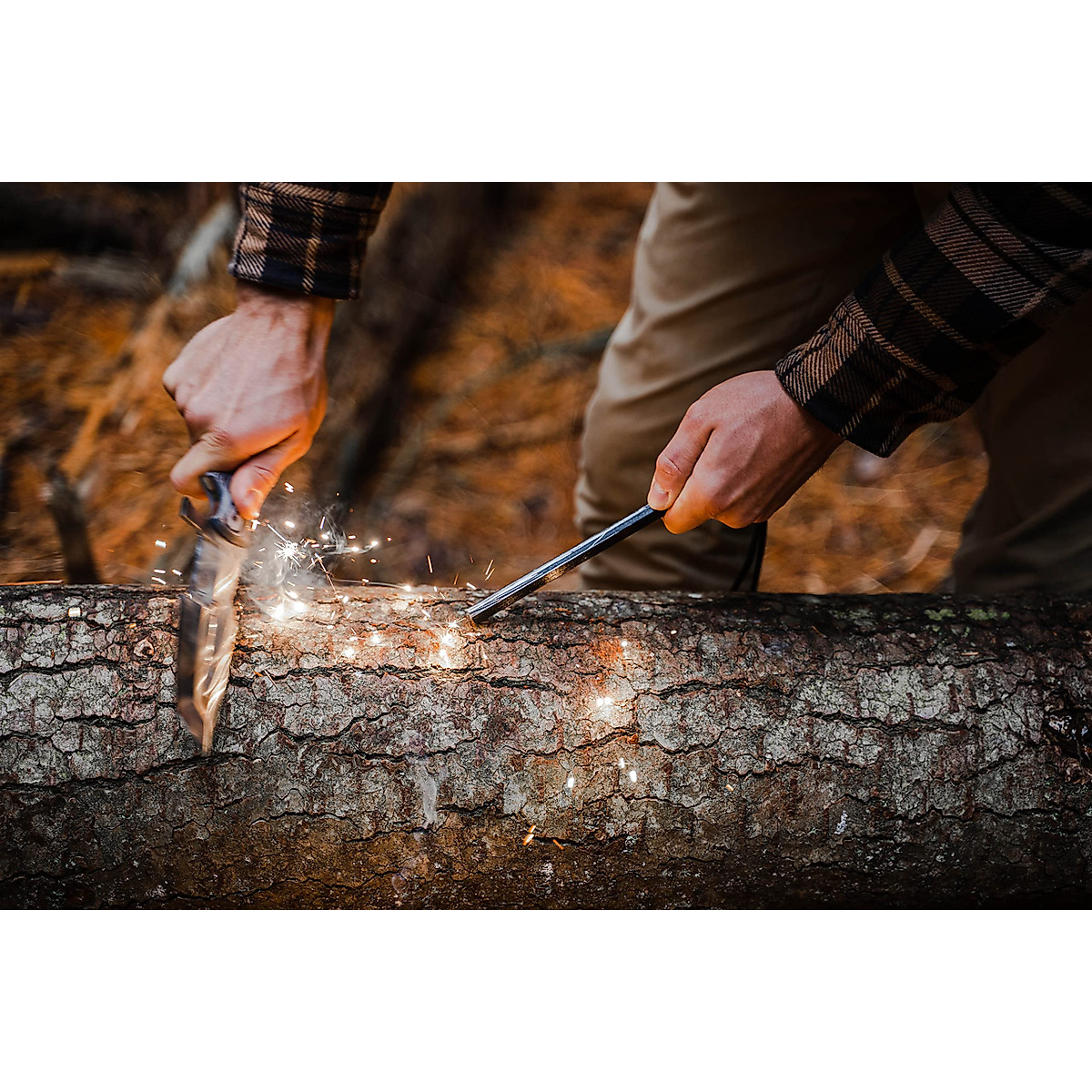 GCS Knives Handmade D2 steel tracker knife with Pure leather sheath Fire starter 6 inch (20,000 strikes) and sharpening stone