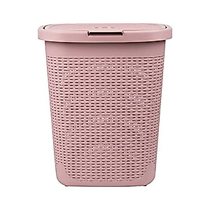 Mind Reader Basket Laundry Hamper with Cutout Handles, Washing Bin, Dirty Clothes Storage, Bathroom, Bedroom, Closet, 50 Liter, Pink - 50HAMP-PNK