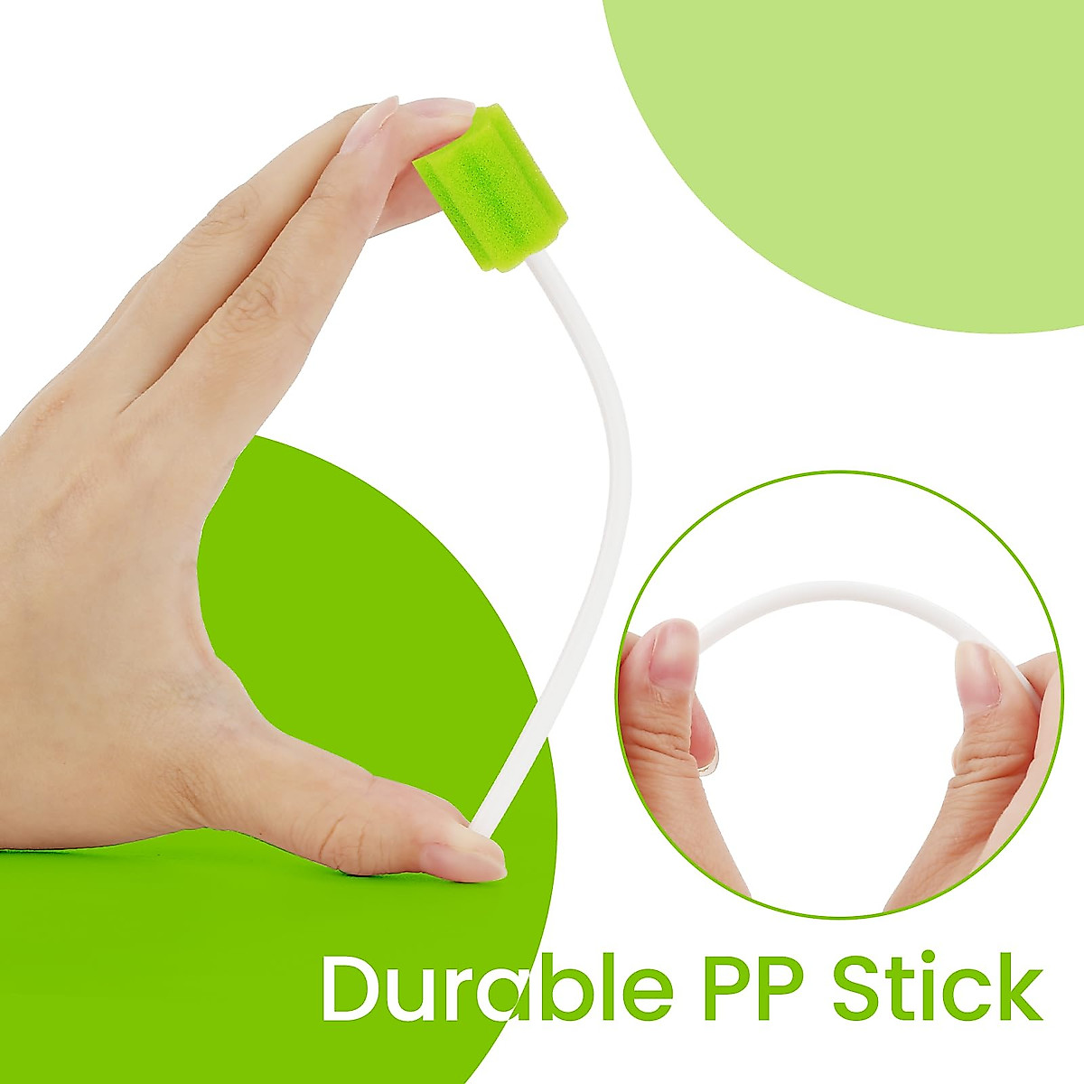 300 Pcs Oral Swabs- Unflavored & Sterile Disposable Mouth Swabs Sponge for Mouth Cleaning- Individually Wrapped (Green)