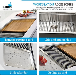 KABCO ZR-LEDGE 32 Inch Station Single Bowl 16 Gauge Stainless Steel Kitchen Sink Work Station Undermount Package 32 inch Wide 10 inch deep 304SS K-SS0RLE32-PKG