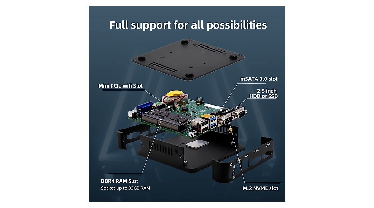 Fanless Mini PC with Windows 11 & Celeron J4125