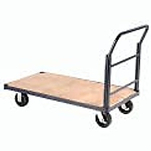 Global Industrial Steel Bound Platform Truck w/Wood Deck, 60 x 30, 6" Rubber Casters, 2000 Lb. Capacity