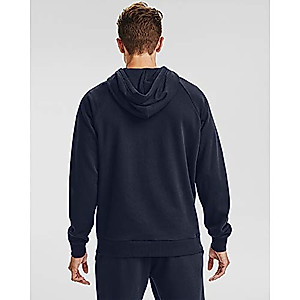 Under Armour Mens Rival Fleece Big Logo Hoodie , Midnight Navy (410)/Onyx White , XX-Large