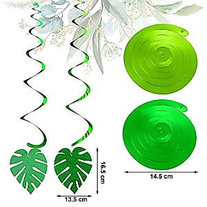 32 Pcs Palm Leaves Party Swirl Decorations Hanging Ceiling Green Decoration Swirls Luau Tropical Party for Hawaiian Baby Shower Birthday Supplies (Cute Style)
