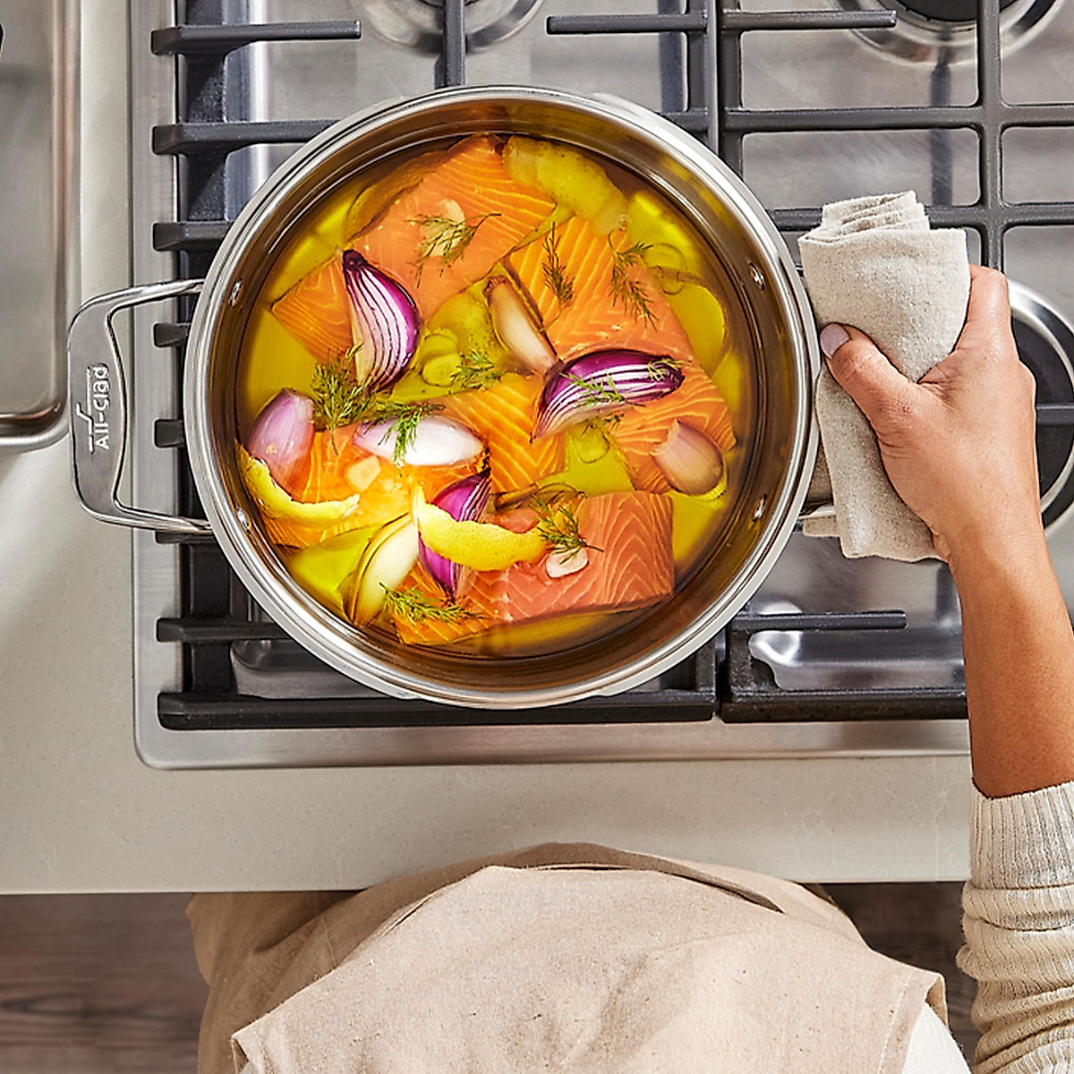 All-Clad Simply Strain Stainless Steel Multipot with Straining Lid, 6-Quart, Induction, Oven Broiler Safe 600F, Strainer, Pasta Strainer with Handle, Steamer Pot, Cookware, Home, Pots and Pans, Silver