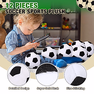 Chivao 12 Pieces Plush Stuffed Soccer for Boys Girls Plush Soccer Ball Stuffed Toy Soft Soccer Pillow Fluffy Soccer Party Decorations for Nursery Home Room Play Catch Birthday Sport Theme Party Gift