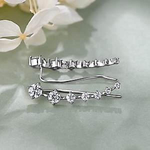 Moissanite Earring for Women 7 Moissanite Ear Cuffs Crawler Earrings 925 Sterling Silver Hypoallergenic Climber Earrings Christmas Birthday Jewelry Gifts