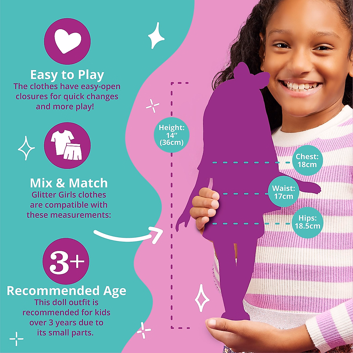 Glitter Girls by Battat - Shiny Flowers In Bloom Outfit -14" Doll Clothes– Toys, Clothes & Accessories For Girls 3-Year-Old & Up , Pink, includes Dress (1)