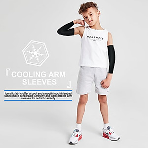 Luwint Kids Arm Sleeves 2 Pairs | UPF 50+ UV Cooling Sun Protection for Boys Girls 4-12 Years - Sports, Outdoor, Football