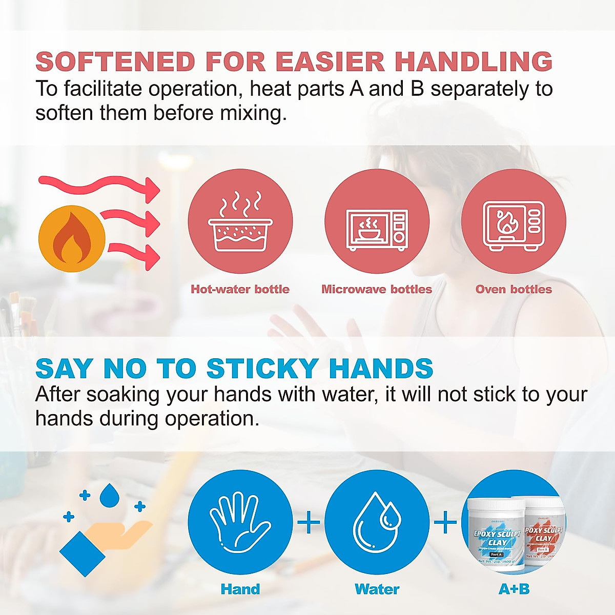 White Epoxy Sculpt Clay, 1 Pound Self-Hardening AB Epoxy Sculpt Clay for Sculpting, 2 Part Modeling Compound (A & B), Epoxy Clay Magic Sculpt for Sculpting, Modeling, Filling, Repairing