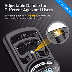 Hand Dynamometer Grip Strength Trainer - Electronic Hand Grip Strength Tester Grip Strengthener Hand Exerciser Meter Digital Hand Grip Training Gauge 265 Lbs / 120 Kgs for Sport Home School Use