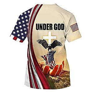 Men's Graphic T-Shirt 3D Printed Muscle Shirts Casual Short Sleeve Crew Neck Top Cool Streetwear Tees (X-Large, American Eagle)