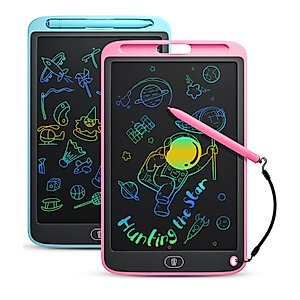 Cousper LCD Writing Tablet, 2 Pack 10 Inch Doodle Board Toys for Toddlers Kids, Colorful Drawing Tablets for 3 4 5 6 7 8 Years Old Boys and Girls, Educational Learning Toys Birthday Gifts, Blue+Pink