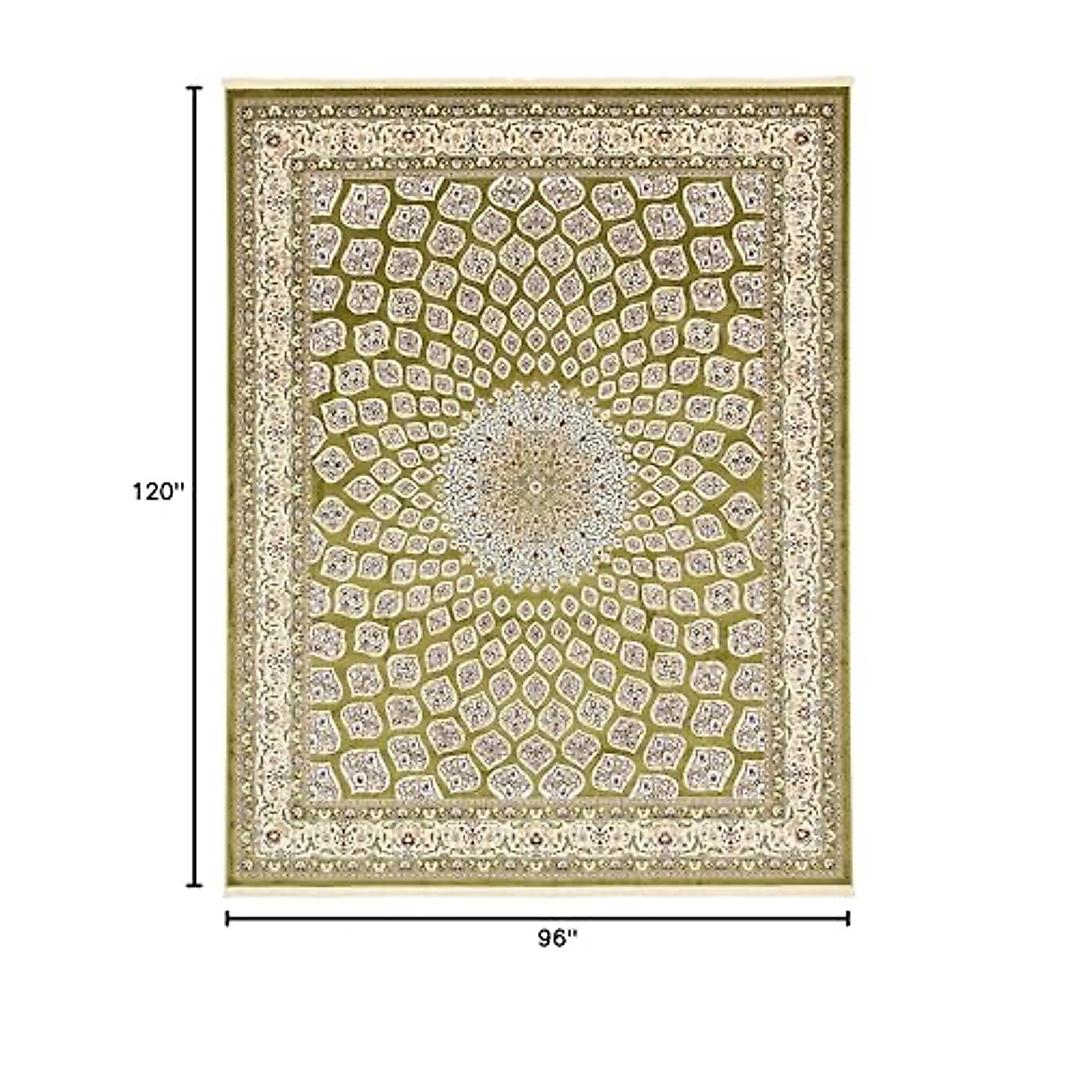 Unique Loom Narenj Collection Classic Traditional Textured Medallion Pattern Design Area Rug, 8' x 10' Rectangle, Green/Blue
