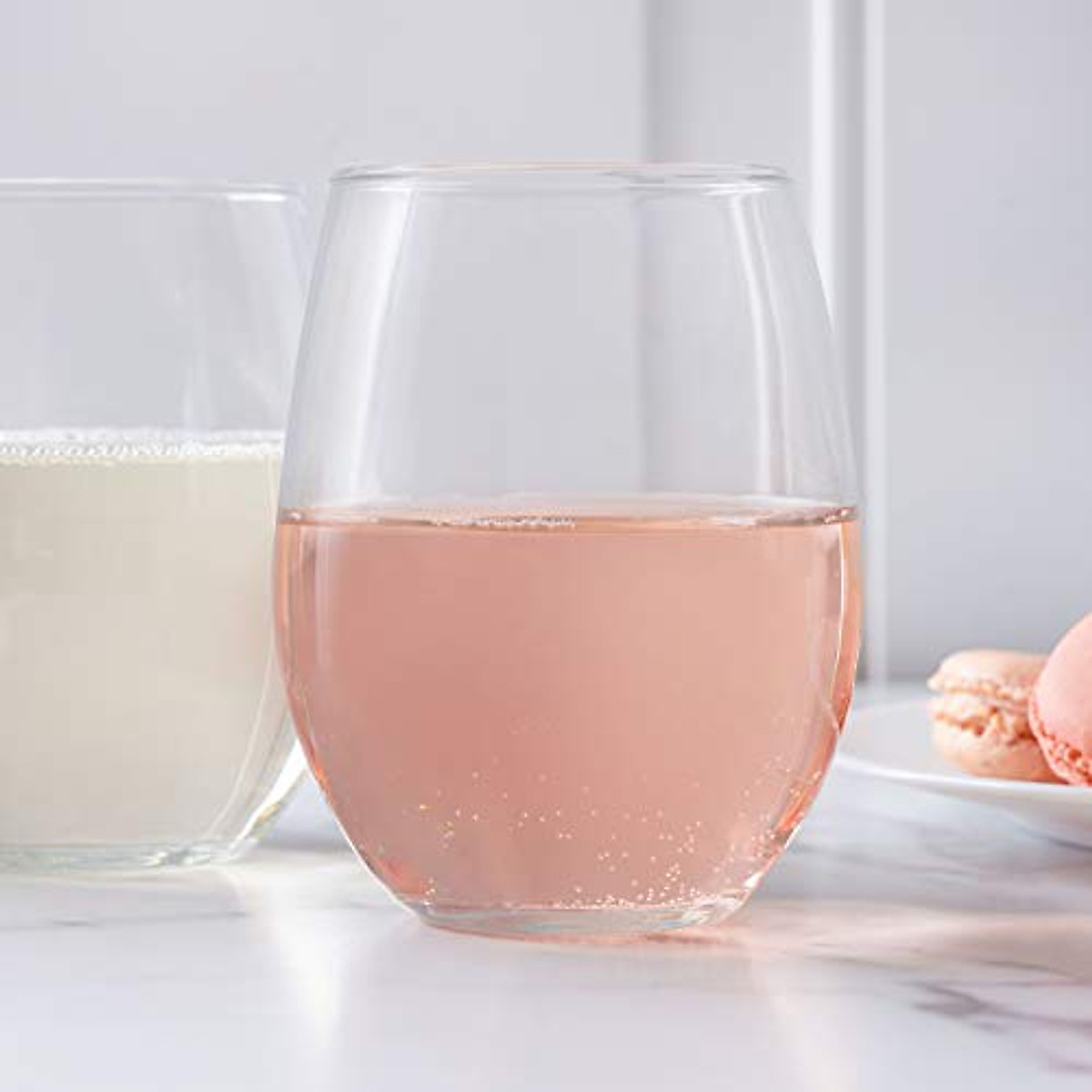 Amazon Basics Stemless Wine Glasses (Set of 4), 15 oz & All-Purpose Wine Glasses, 19-Ounce, Set of 4
