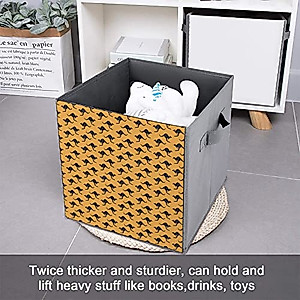 Kangaroo Pattern Collapsible Storage Bins Basics Folding Fabric Storage Cubes Organizer Boxes with Handles