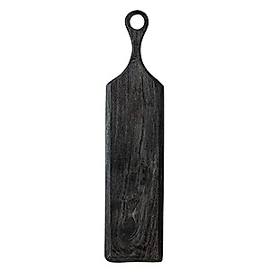 Bloomingville Acacia Wood Cheese and Cutting Board with Round Opening on Handle, Black
