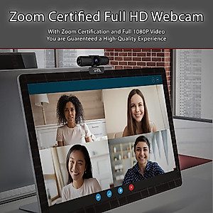 CA Essential Super HD Webcam (WC-3000) - Zoom Certified USB Webcam, 5MP Super HD Video up to 2592x1944 at 30fps, Autofocus & Light Correction, Dual Omnidirectional Mics