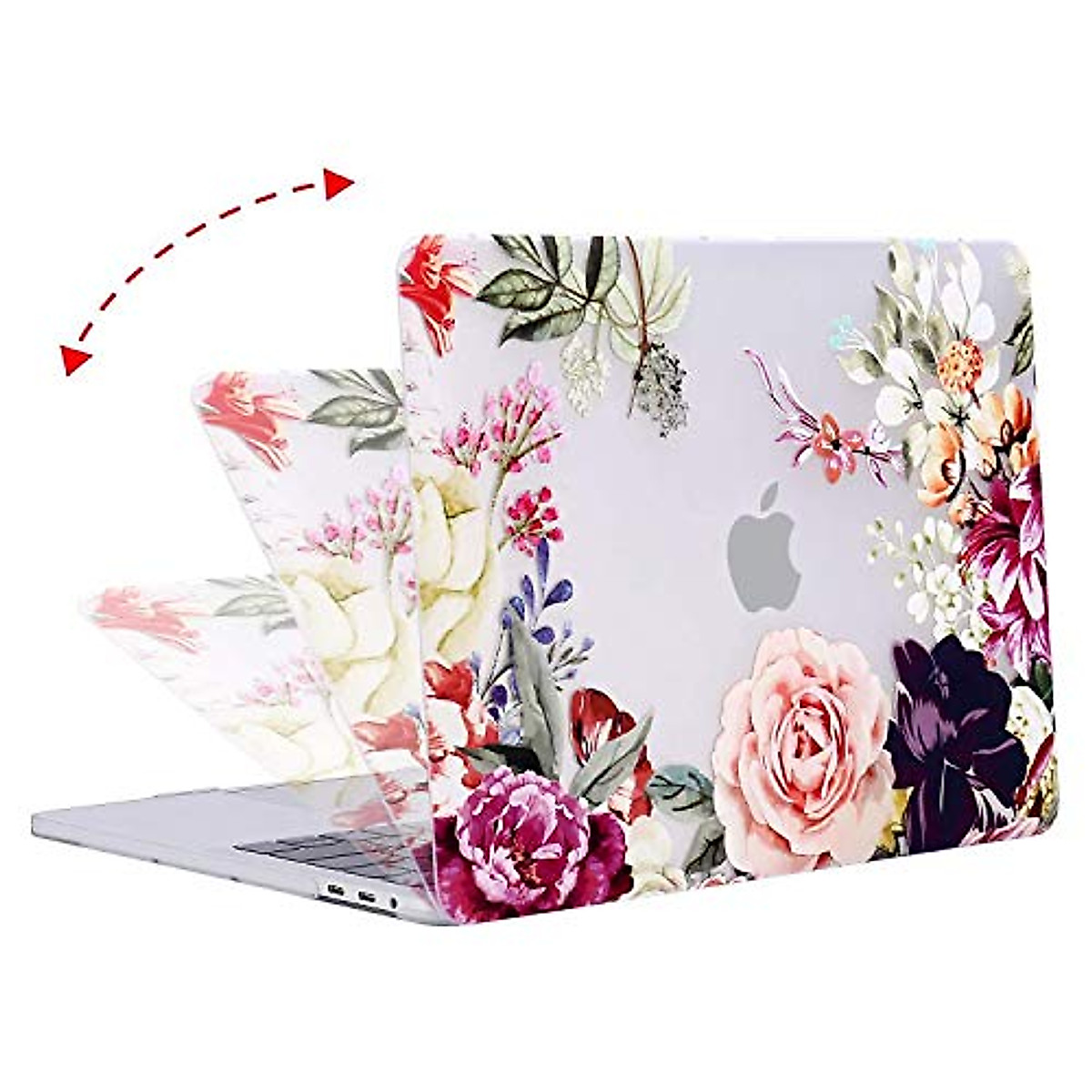 MOSISO Compatible with MacBook Pro 13 inch Case M2 2023, 2022, 2021-2016 A2338 M1 A2251 A2289 A2159 A1989 A1708 A1706, Plastic Rose Leaves Hard Shell Case&Keyboard Cover&Screen Protector, Transparent