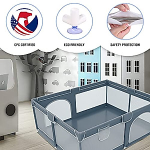 SMTTW Baby Playpen, 71 x 59 Inches Extra Large Playpen, Foldable Play Yard for Babies and Toddlers, Indoor & Outdoor Activity Center,Safety Gates with Breathable Mesh