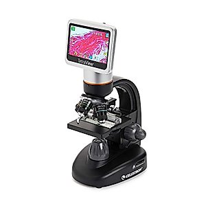 Celestron – TetraView LCD Digital Microscope – Biological Microscope with a Built-In 5MP Digital Camera – Adjustable Mechanical Stage –Carrying Case and 2GB Micro SD Card