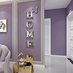 Doeean Home Wall Decor Letter Signs Acrylic Mirror Wall Stickers Wall Decorations for Living Room Bedroom Home Decor Wall Decals (Silver, 47.2 X 15.7)