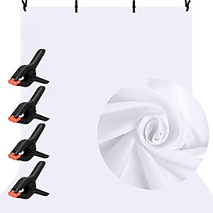 10 x 7 FT White Backdrop Background for Photography, Professional Pure White Screen for Photoshoot, High Density White Backdrop for Video Record Portrait Photo Booth Studio, with Rod Pocket & 4 Clamps