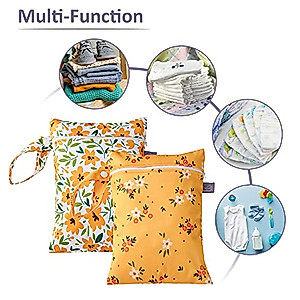 2 PCS Wet Dry Bag for Cloth Diapers Swimsuits Multi-Functional Water Resistant Lining Sealed Organizing Pouches with Double Pocket for Travel Gym Beach Pool Yoga Workout Small