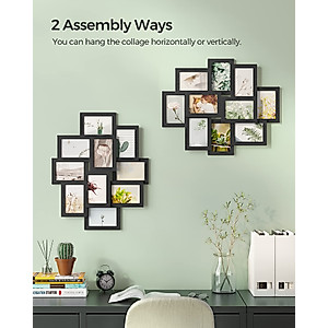 SONGMICS Collage Picture Frames, 4x6 Picture Frames Collage for Wall Decor, 10 Pack Photo Collage Frame for Gallery, Multi Family Picture Frame Set, Glass Front, Assembly Required, Ink Black