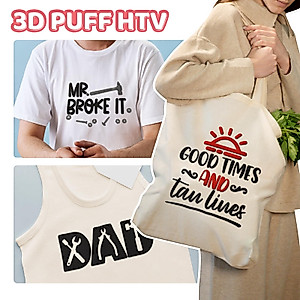 WRAPXPERT Puff Vinyl Heat Transfer Black 3D Puffy HTV Iron on Vinyl for Tshirts,Easy Cut/Transfer Foaming HTV Roll for Heat Press,Clothing,10" x5ft