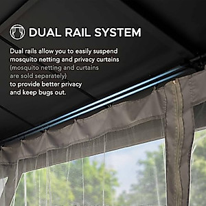 SUNJOY 12 x 20 ft. Wood Gazebo, Outdoor Patio Aluminum Hardtop Gazebo, Cedar Framed Wooden Gazebo with 2-Tier Roof, Suitable for Patios, Lawn and Backyard, Matte Black Roof + Gray Wood Frame