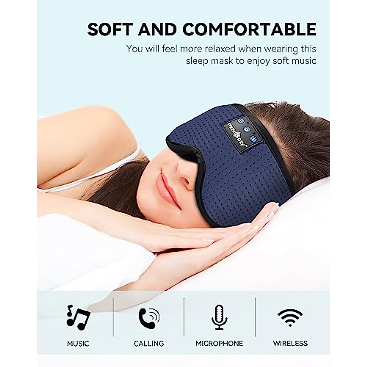 MUSICOZY Sleep Headphones Bluetooth Sleep Eye Mask for Sleeping, Wireless Music Sleeping Masks Headphones, Sleep Earbuds for Side Sleepers Men Women with Speakers Cool Tech Gadgets