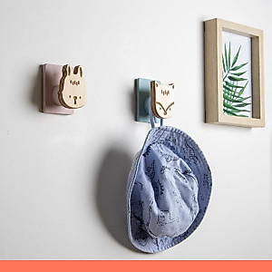 Habitual Monkey 3-Pack Toddler-Friendly Wooden Wall Hooks: Animal Shapes for Nursery, Decorative & Educational, Child's Room Organization, Kid's Coat Storage