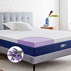 BedStory Memory Foam Mattress Topper Queen Size, 2 Inch Lavender Cooling Bed Pad with Removable Cover, Ventilated Design & Pressure Relieving, Tailorable for Sofas, RVs, Outdoors…