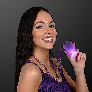 FlashingBlinkyLights 1.5 oz. Light Up Purple Shot Glasses on Purple Beads (12 pack)