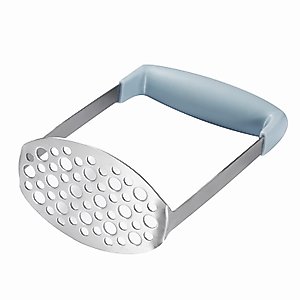Cook With Color Hand Held Potato Masher - Professional Stainless Steel with Soft Comfort Handles Food Masher - Great for Potatoes, Beans, Vegetable, Fruits, Avocado, Meat (Grey)