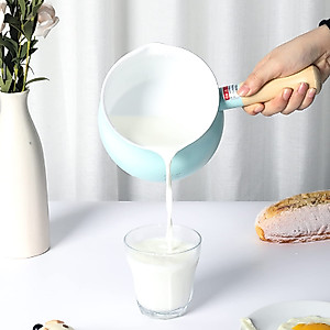 Japanese-style Small Milk Pot Non-Stick Coating Hot Milk Small Soup Pot, 1.2L, 5 cups, Imitation Enamel Pot Butter, Chocolate, Cream, Cheese Warmer,(Pink)