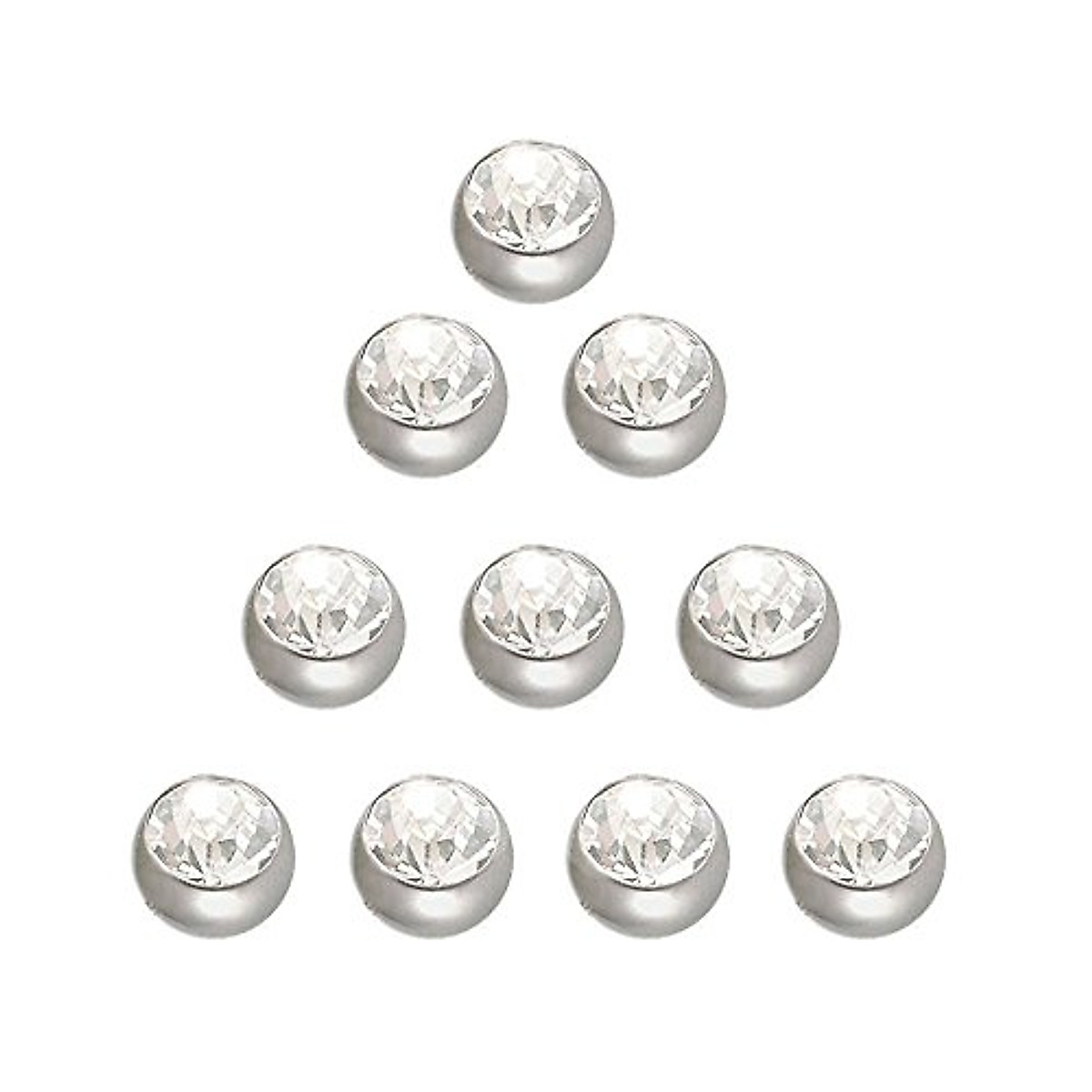 10 Replacement Belly Ring Clear Swarovski cz gem Top Ball Balls 5mm Silver 10pcs Navel Button Piercing bar Body Jewelry 14g